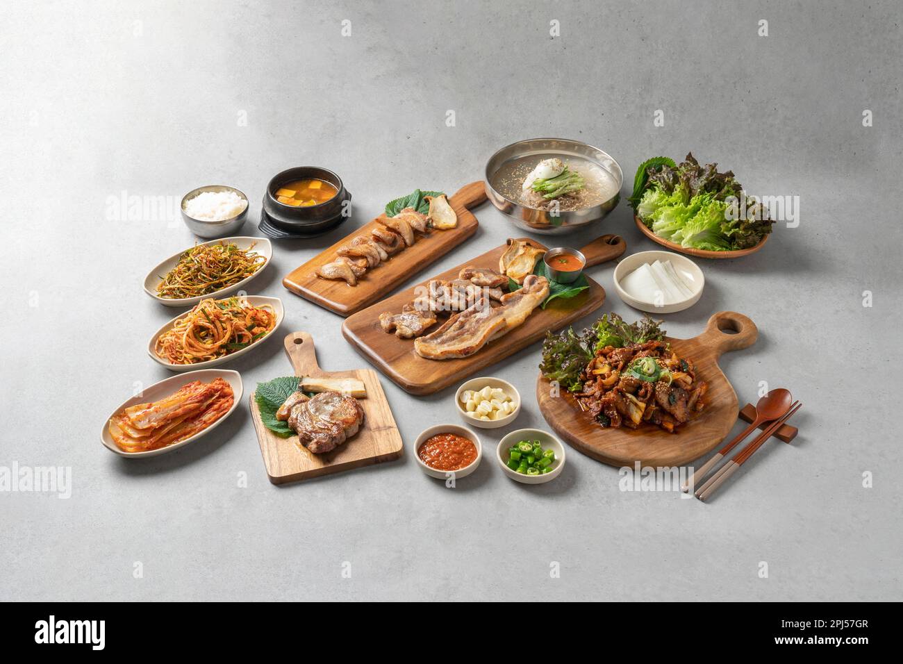 Korean food stir-fried meat set meal Refrigerated Pork Belly Grill Set ...