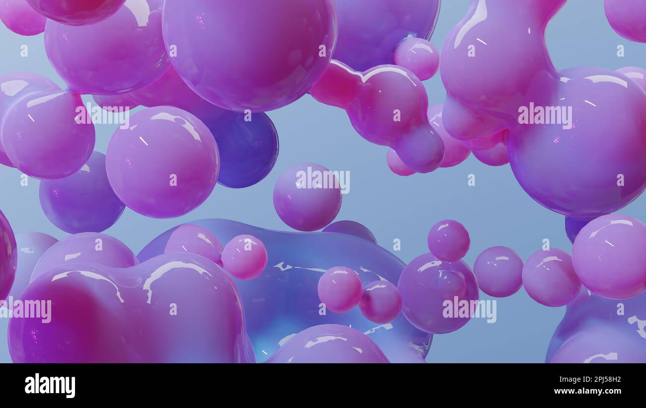 organic shapes. Morphing colorful blobs, Abstract 3d background. Liquid flowing colors. soap ...