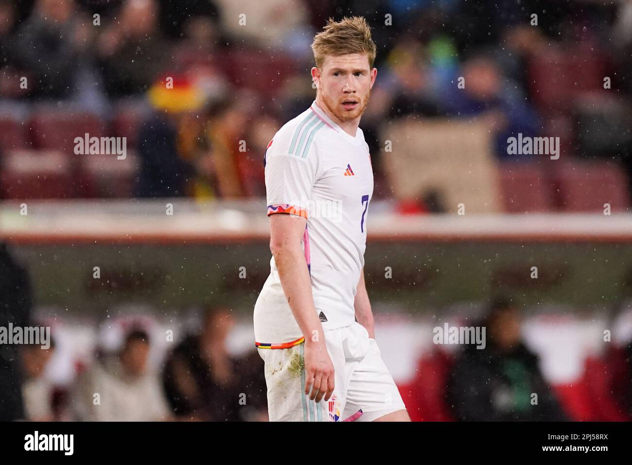 COLOGNE, GERMANY - MARCH 28: Kevin De Bruyne of Belgium looks on during ...