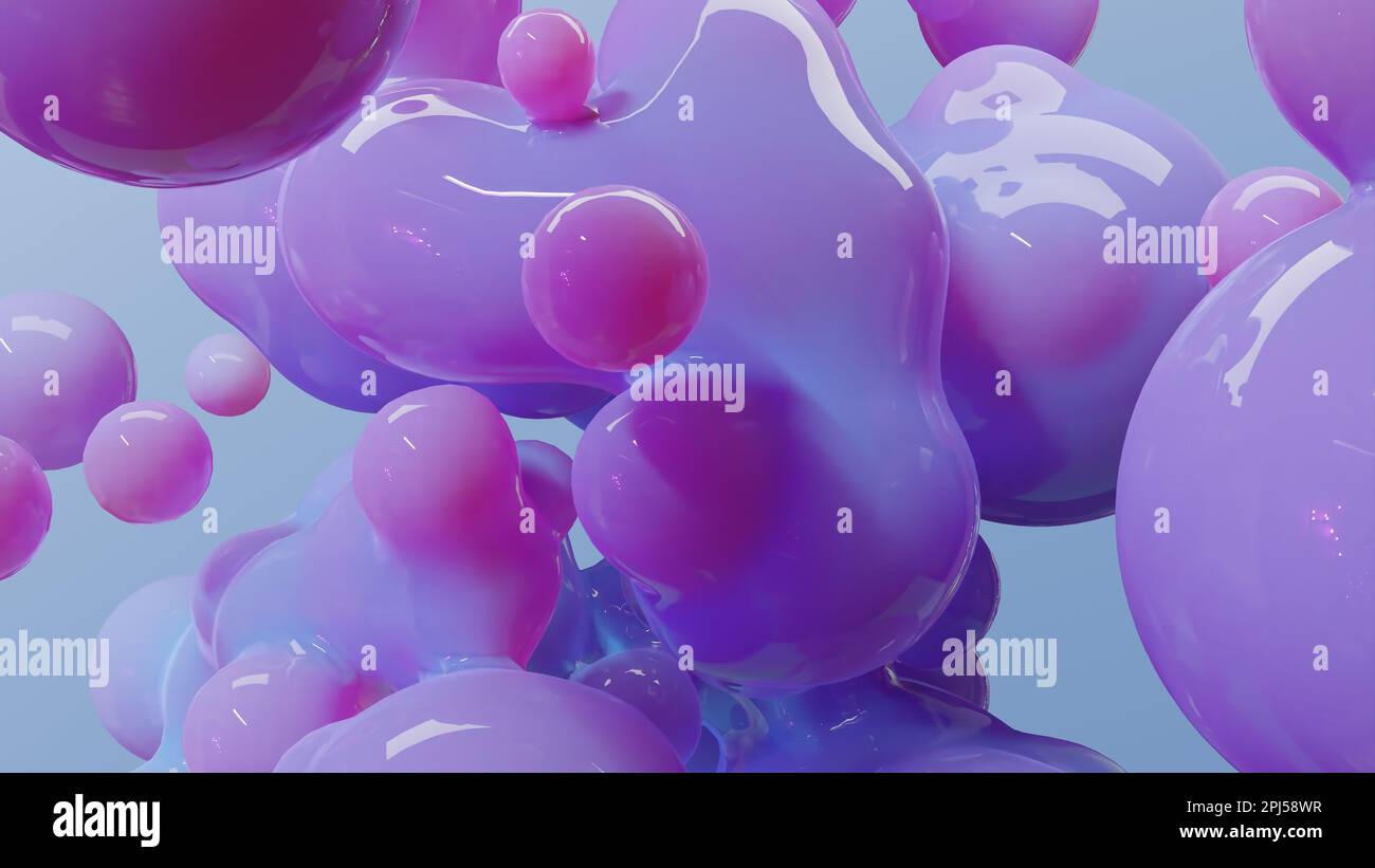 organic shapes. Morphing colorful blobs, Abstract 3d background. Liquid flowing colors. soap ...