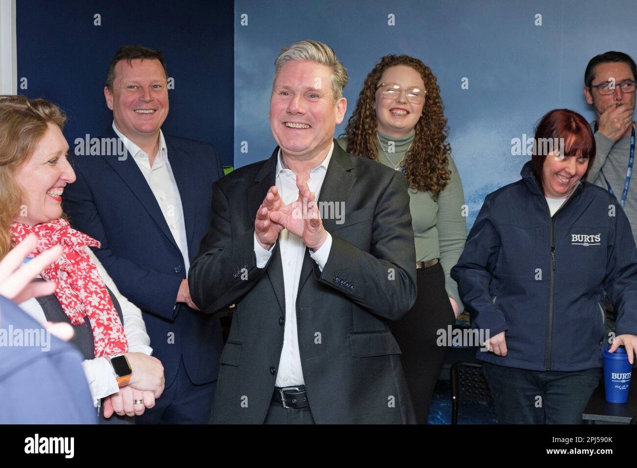 Labour Party leader Sir Keir Starmer during a visit to Burt's Crisps ...
