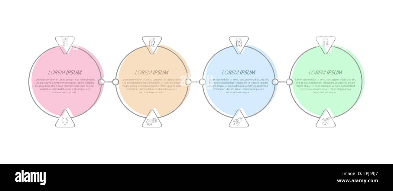 Infographics. 4 stages of development, marketing, workflow or plan ...