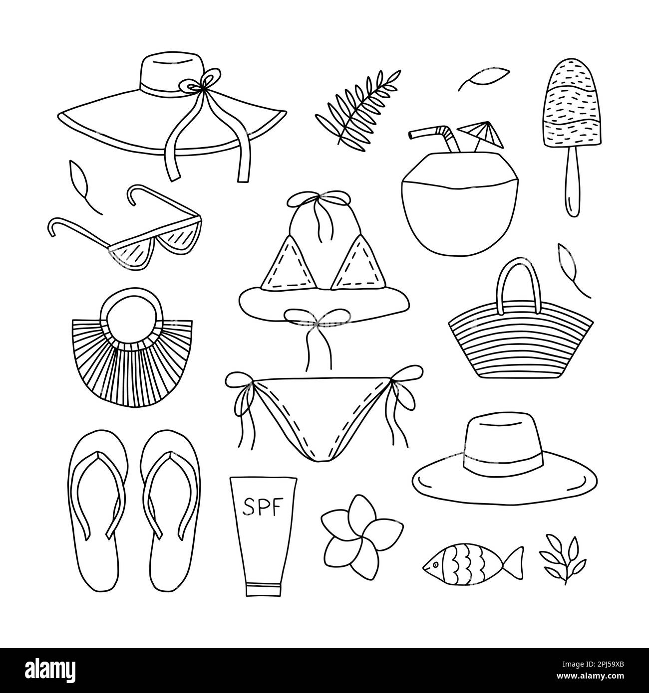 Summer doodle stickers set Stock Vector Image & Art - Alamy