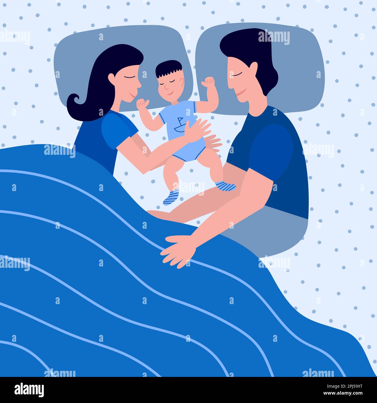 Happy young family sleeping with child Stock Vector Image & Art - Alamy