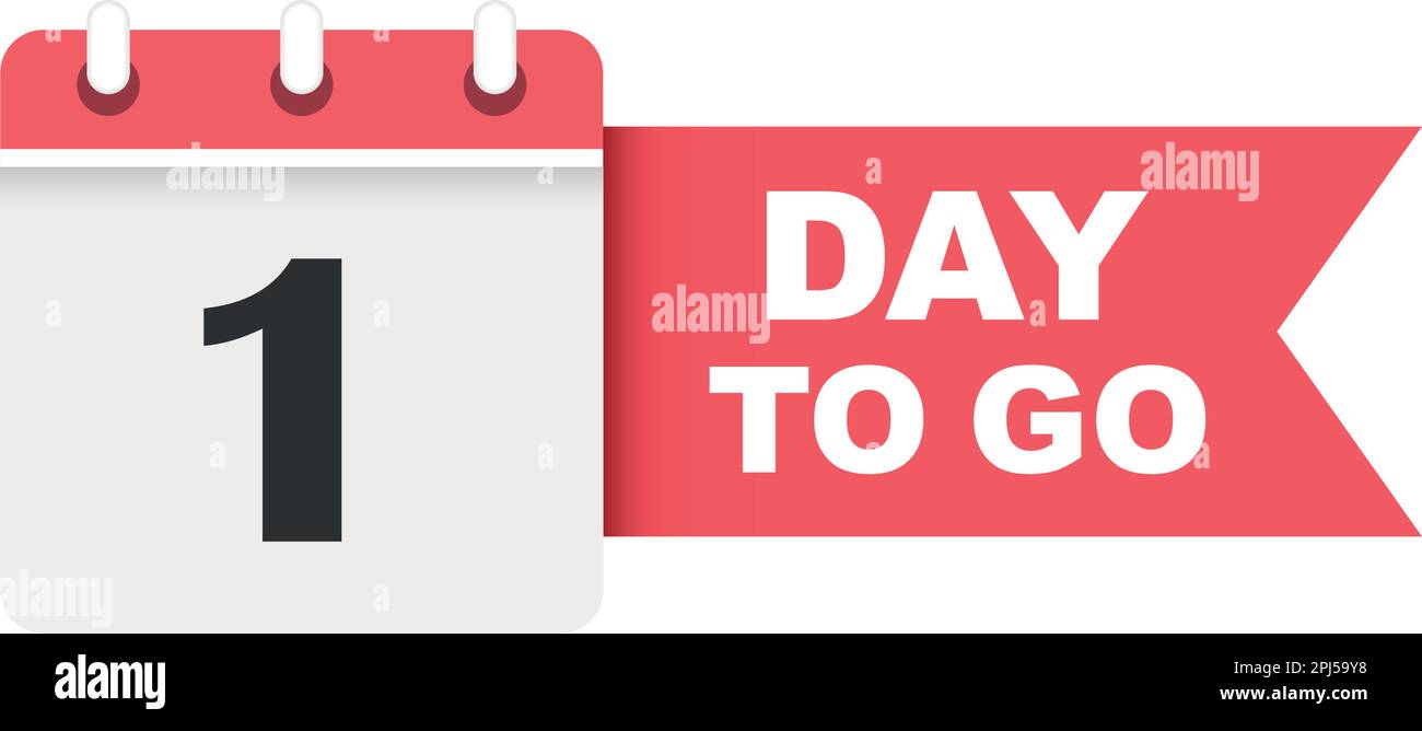 1 day left icon in flat style. Offer countdown date number vector ...