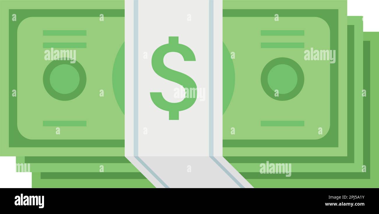 Paper bills icon in flat style. Stack of currency banknotes vector ...