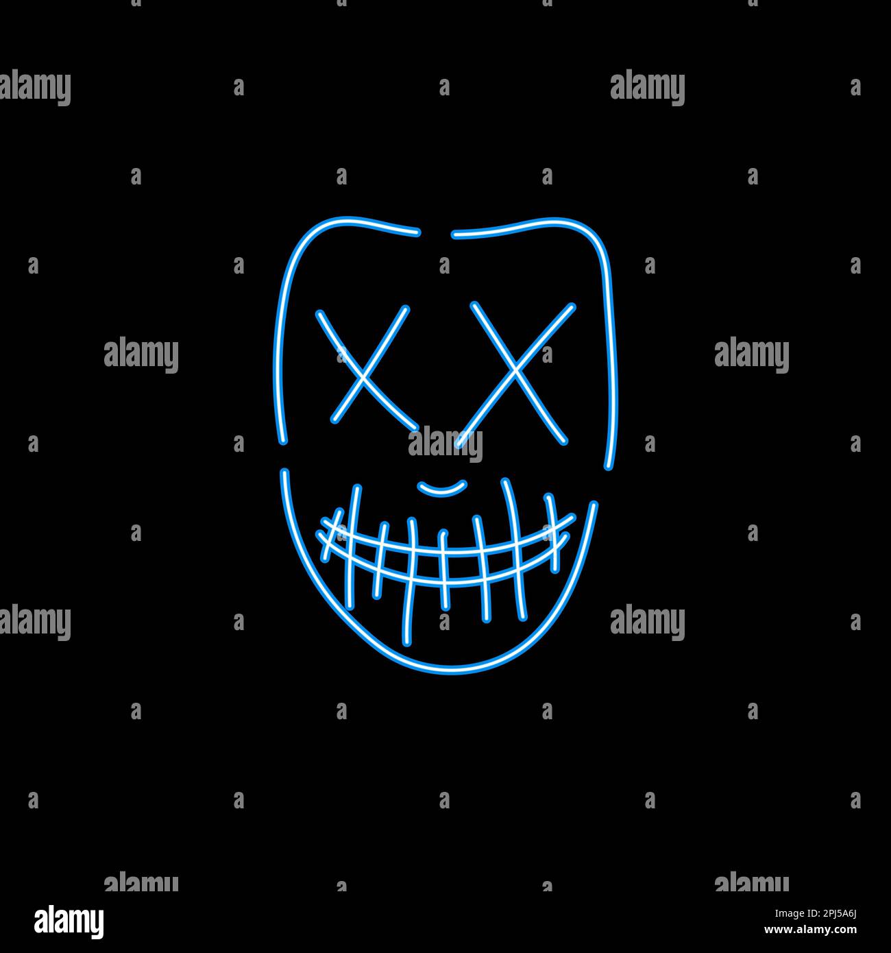 Neon blue zombie mask. Dead character with cross eyes Stock Vector ...