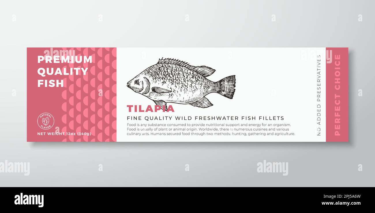 Premium Quality Tilapia Vector Packaging Label Design Modern Typography ...