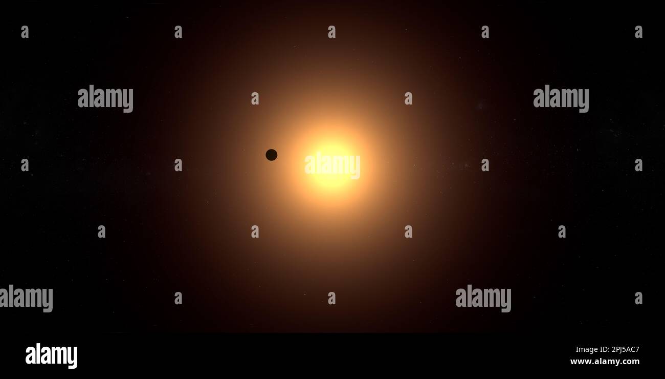 Habitable hypothetical exoplanet Toi 700 D orbiting front a red star ...