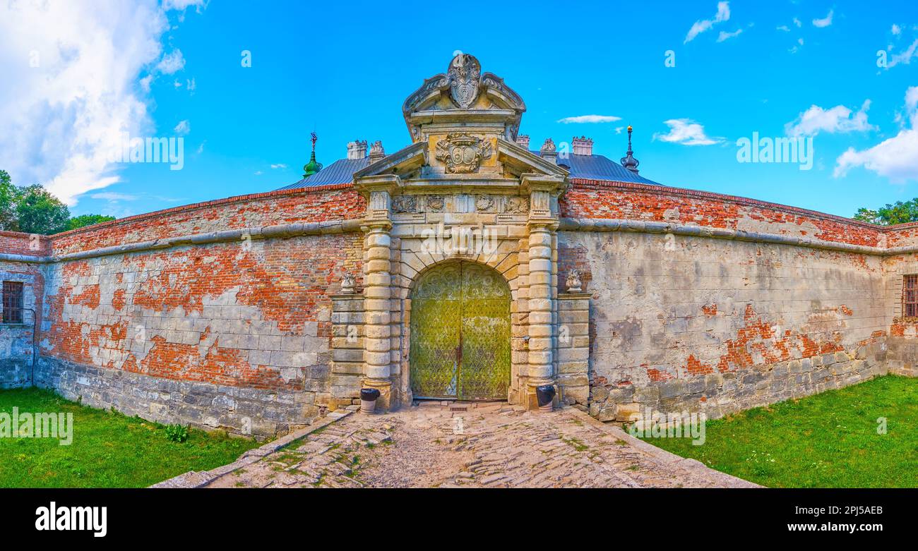 Panorama of the bastion and main gate to Pidhirtsi Castle in Ukraine ...