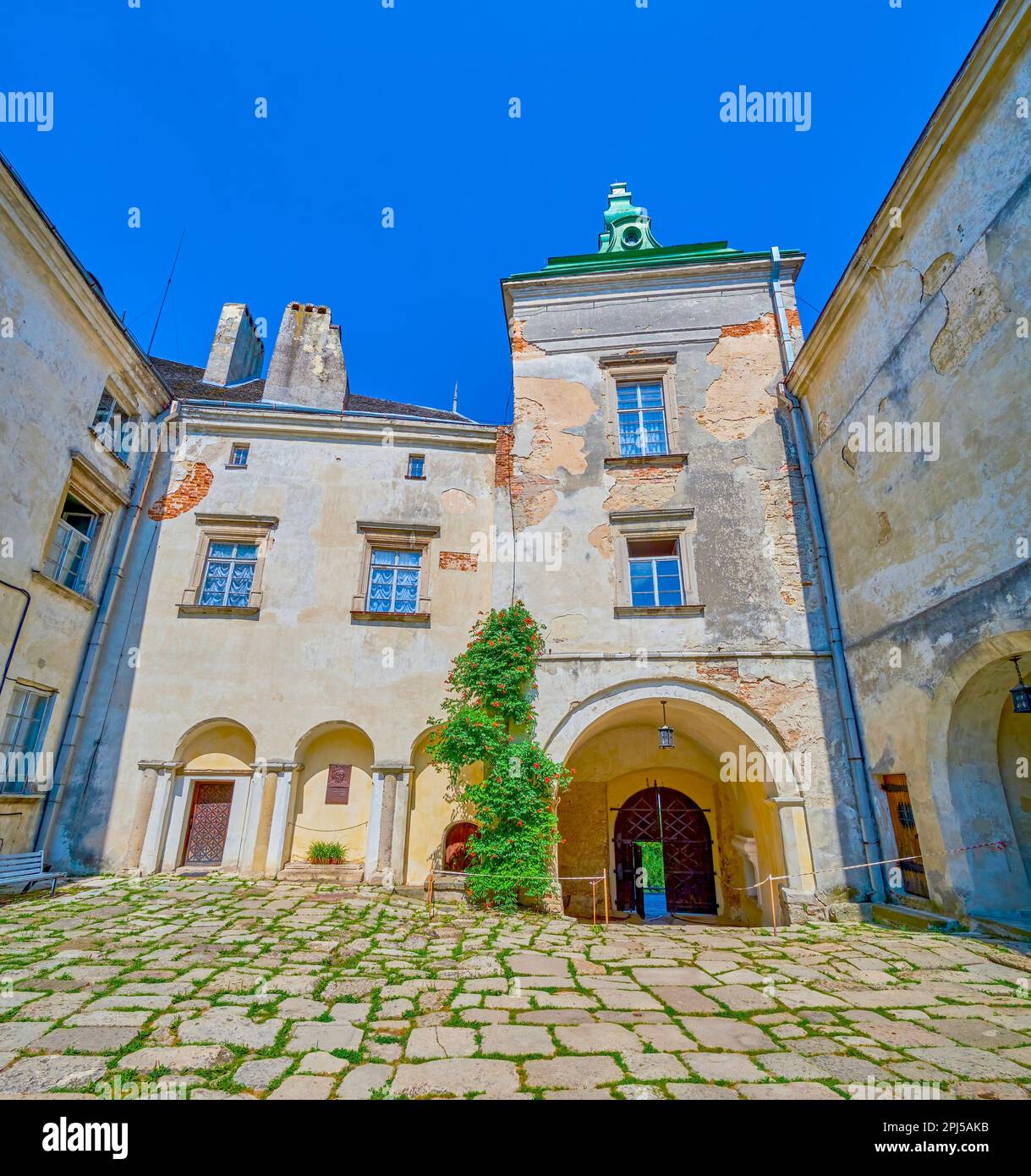 Tuny inner courtyard of Olesko Castle, Ukraine Stock Photo - Alamy