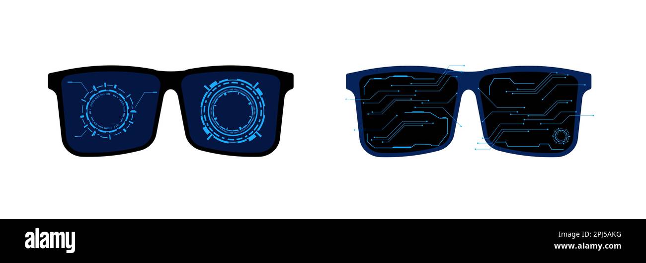 Cyber futuristic glasses. Black techno accessories Stock Vector Image ...