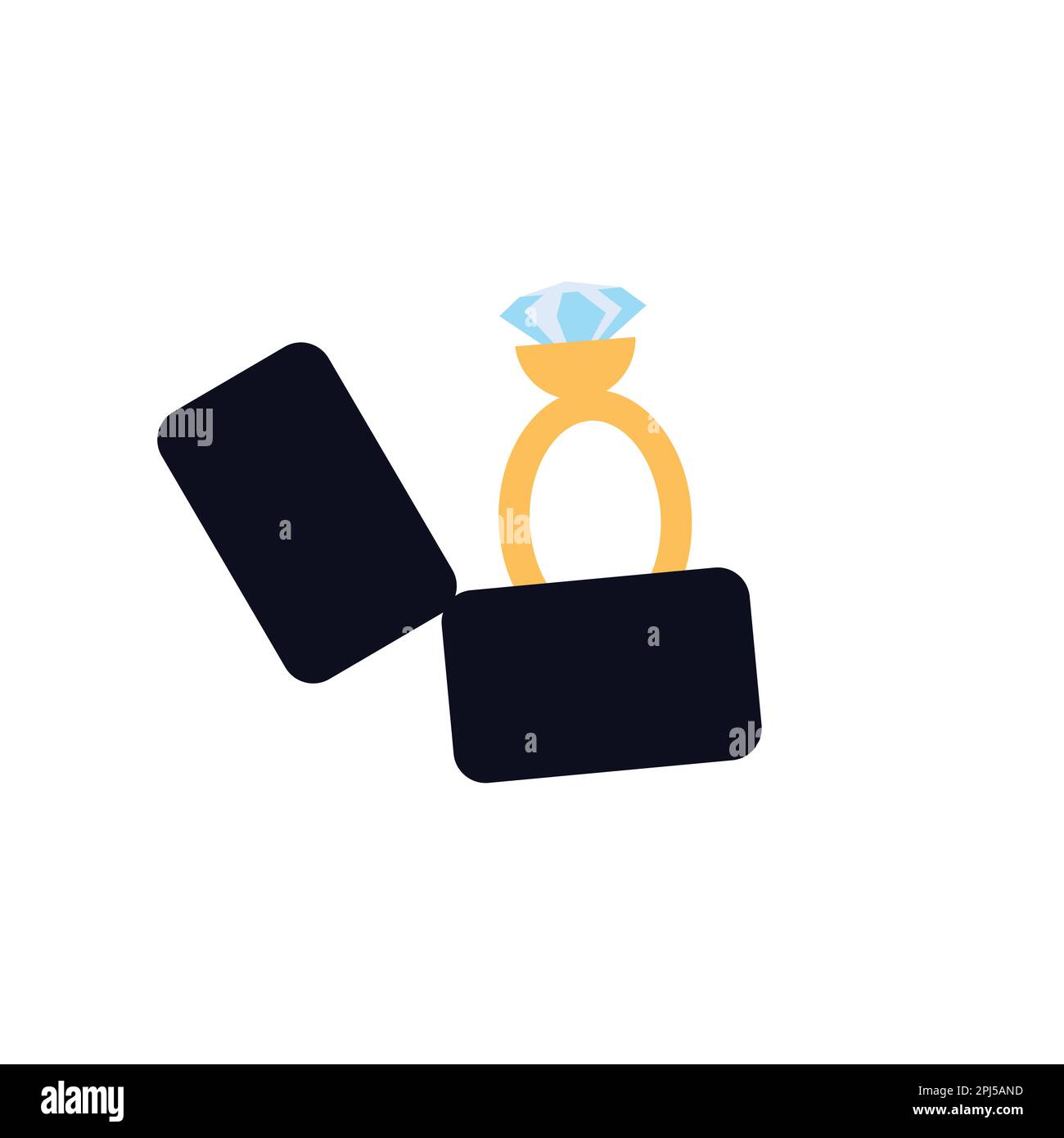 Diamond ring in box. Symbol of declaration of love Stock Vector Image ...