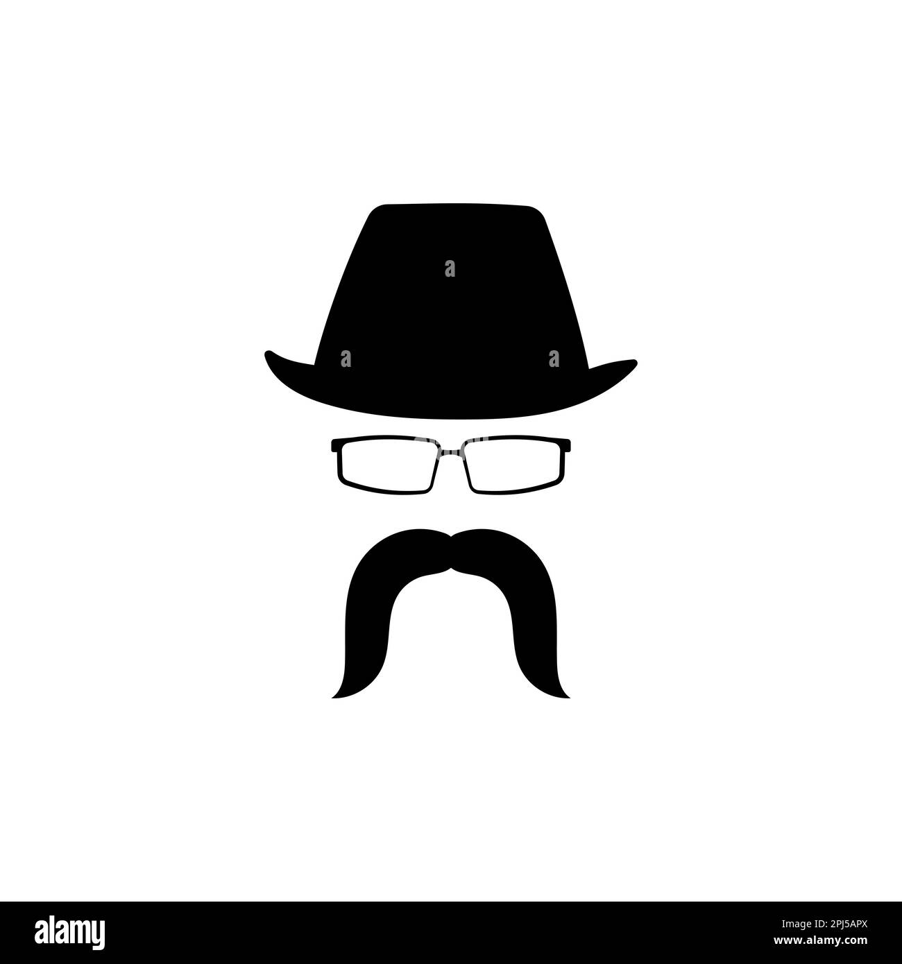 Funny head in glasses hat with mustache template Stock Vector Image ...