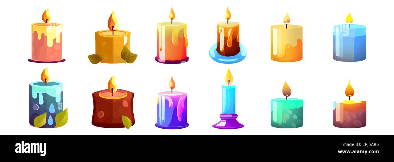 set vector candle illustration of ui interface icons isolated on white ...
