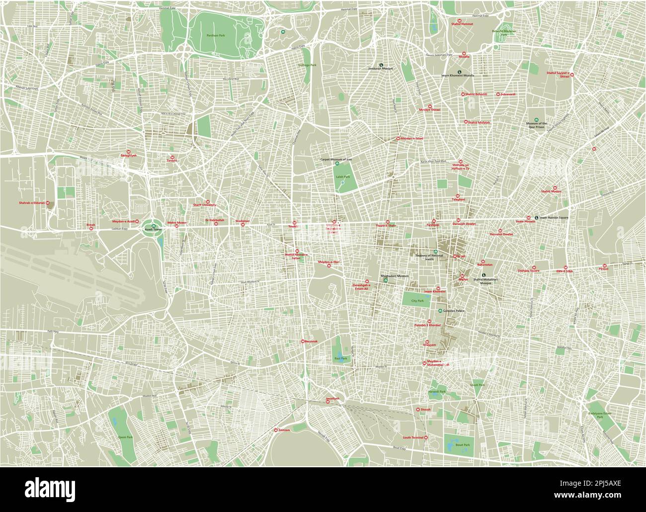 Vector city map of Tehran with well organized separated layers Stock ...
