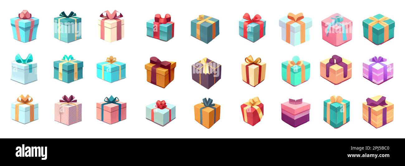 set vector gift box illustration of ui interface icons isolated on ...