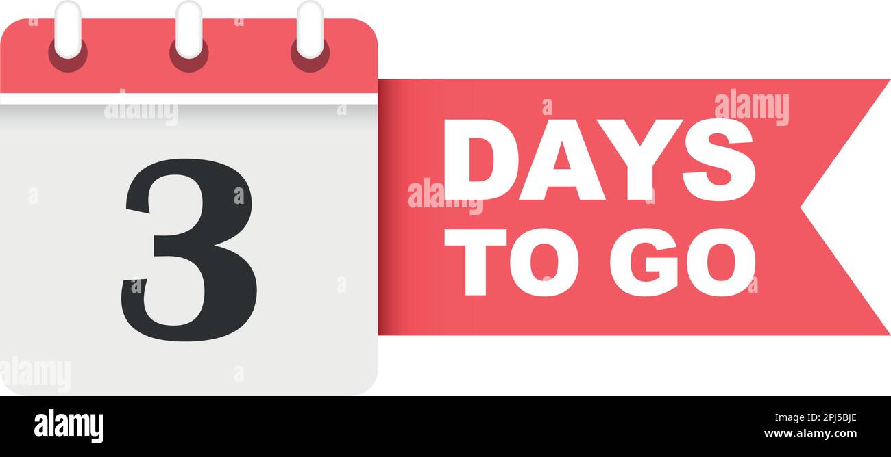 3 days left icon in flat style. Offer countdown date number vector illustration on isolated ...