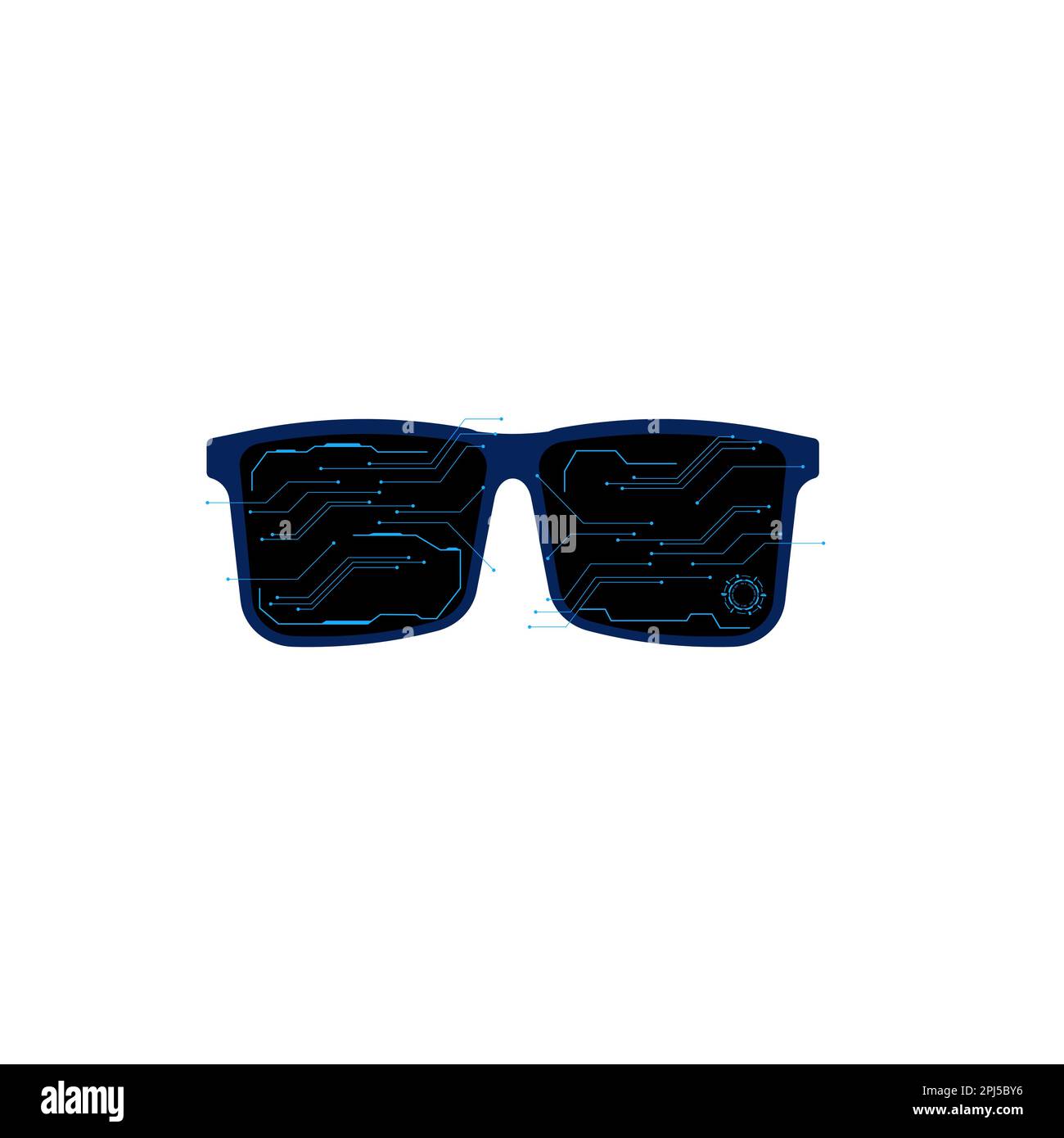 Futuristic goggles with cyberdisplay. Black techno accessories Stock ...