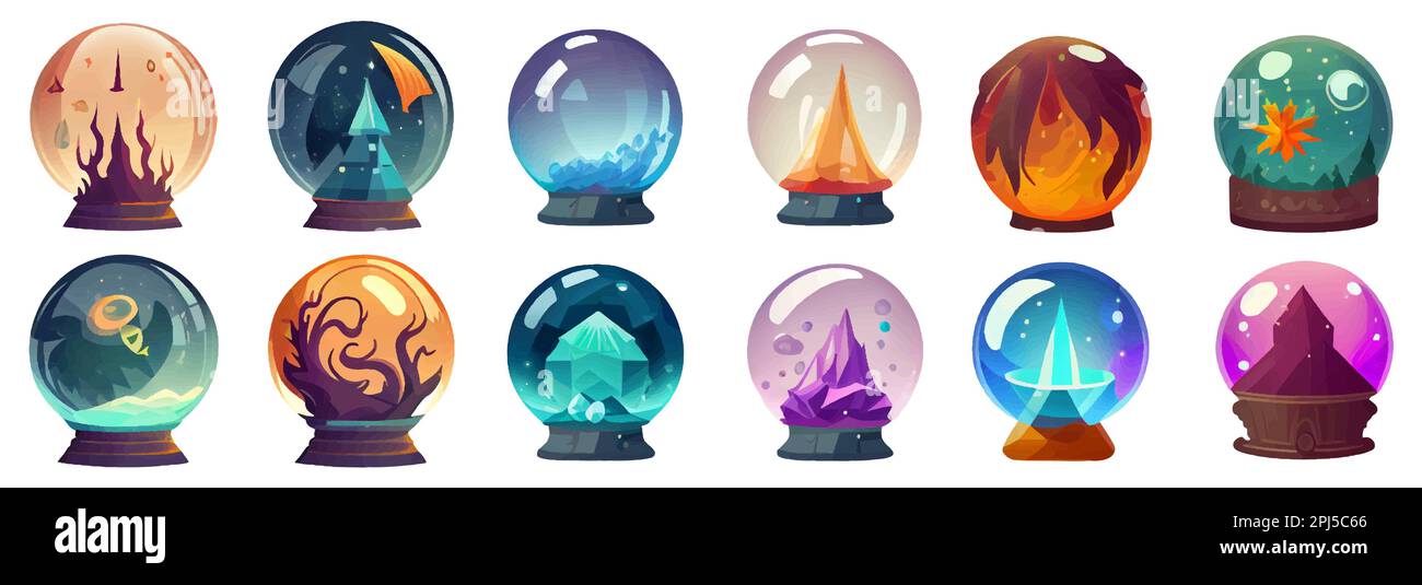 set vector magic ball illustration of ui interface icons isolated on ...