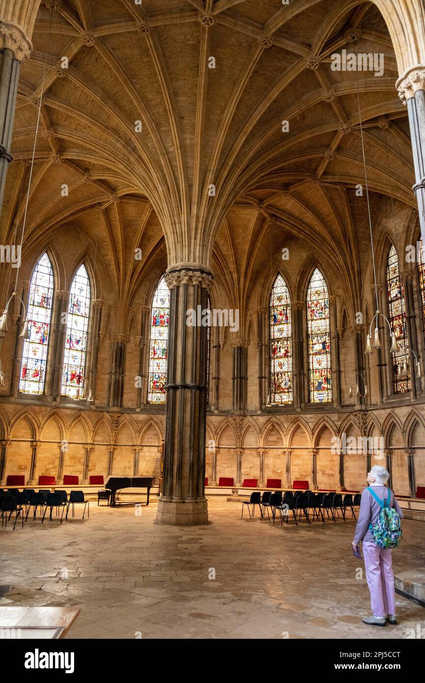 Interior of the chapter house at Lincoln Cathedral in Lincoln City ...