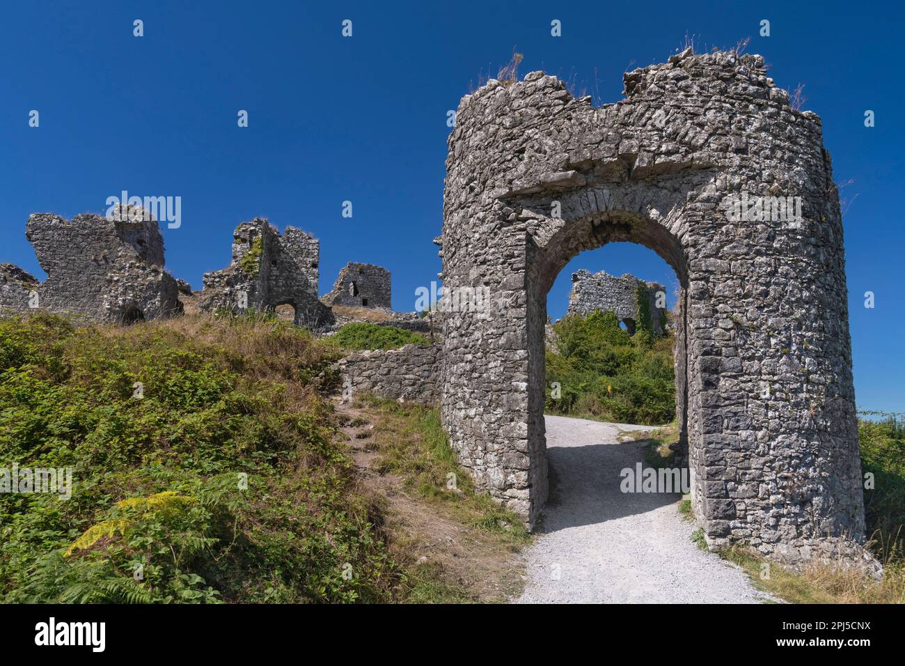 Ireland, County Laois, Rock of Dunamase, Ruin of the Barbican entrance ...