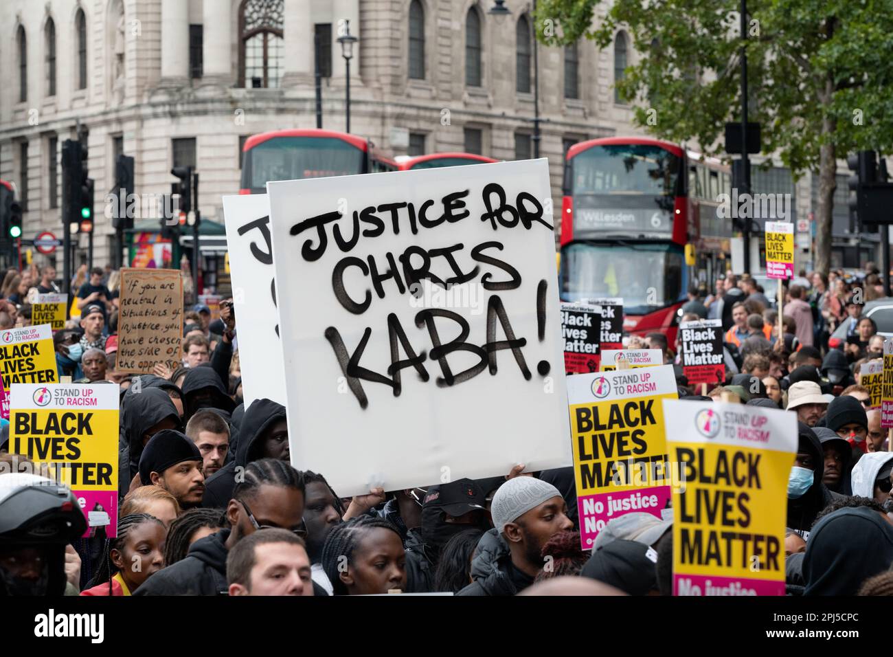 Placards demand 'Justice For Chris Kaba' during a march to New Scotland ...