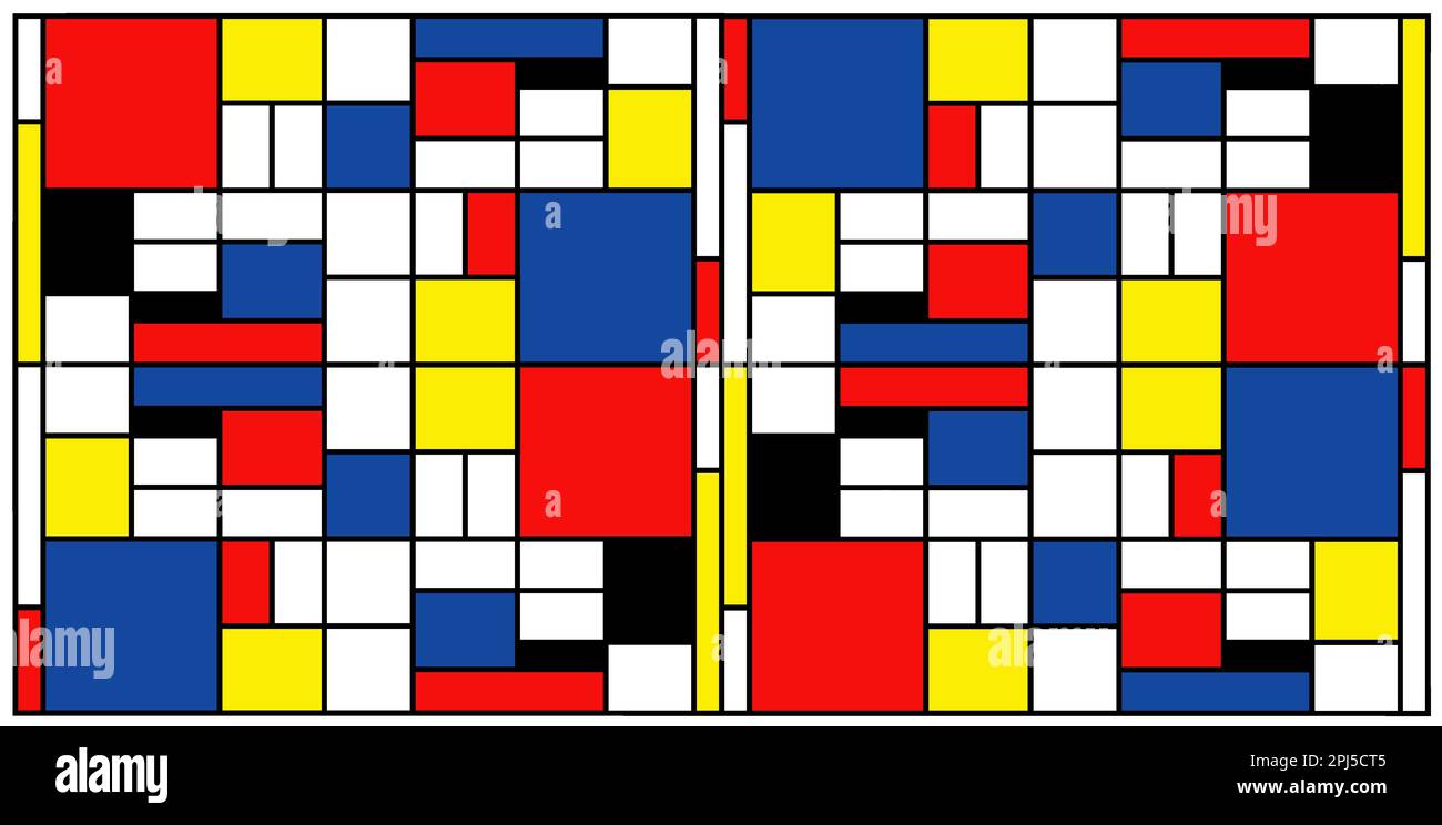 Checkered Piet Mondrian style emulation. The Netherlands art history and Holland painter. Dutch ...