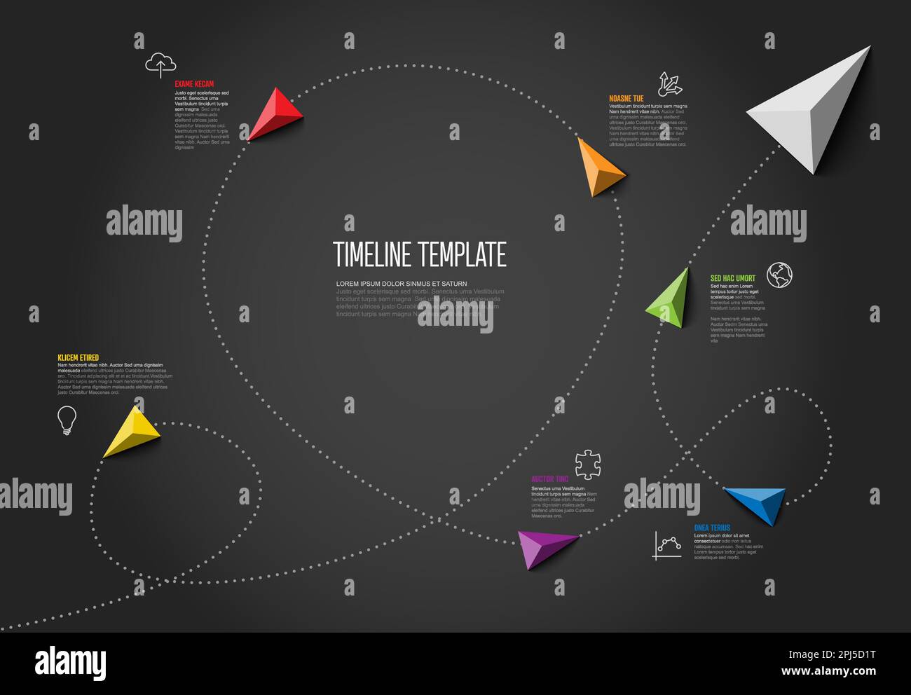 Vector Infographic timeline report template with color pyramid triangle ...