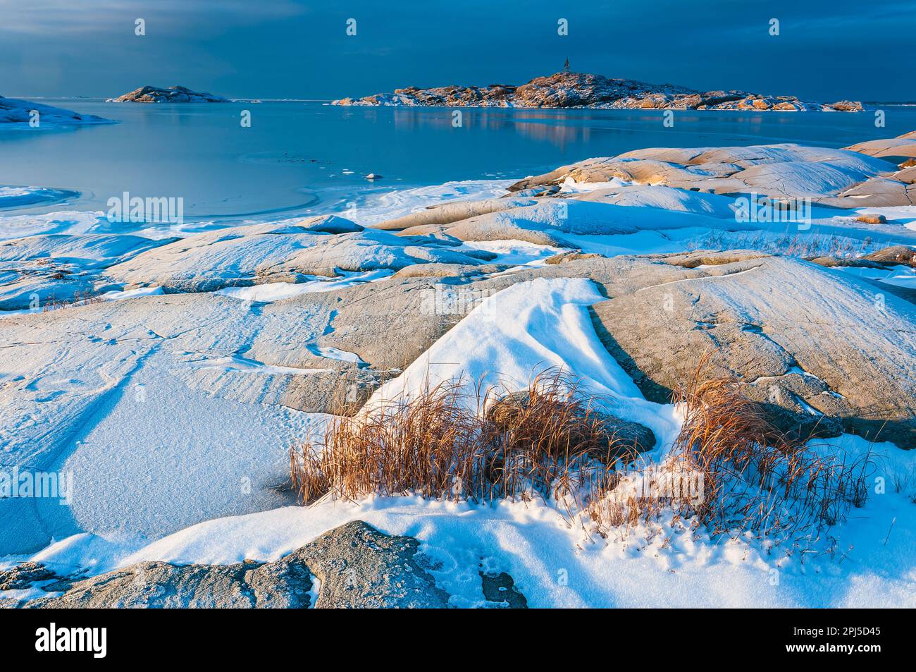The beauty of a frozen winter sea in Sweden is revealed with majestic ...