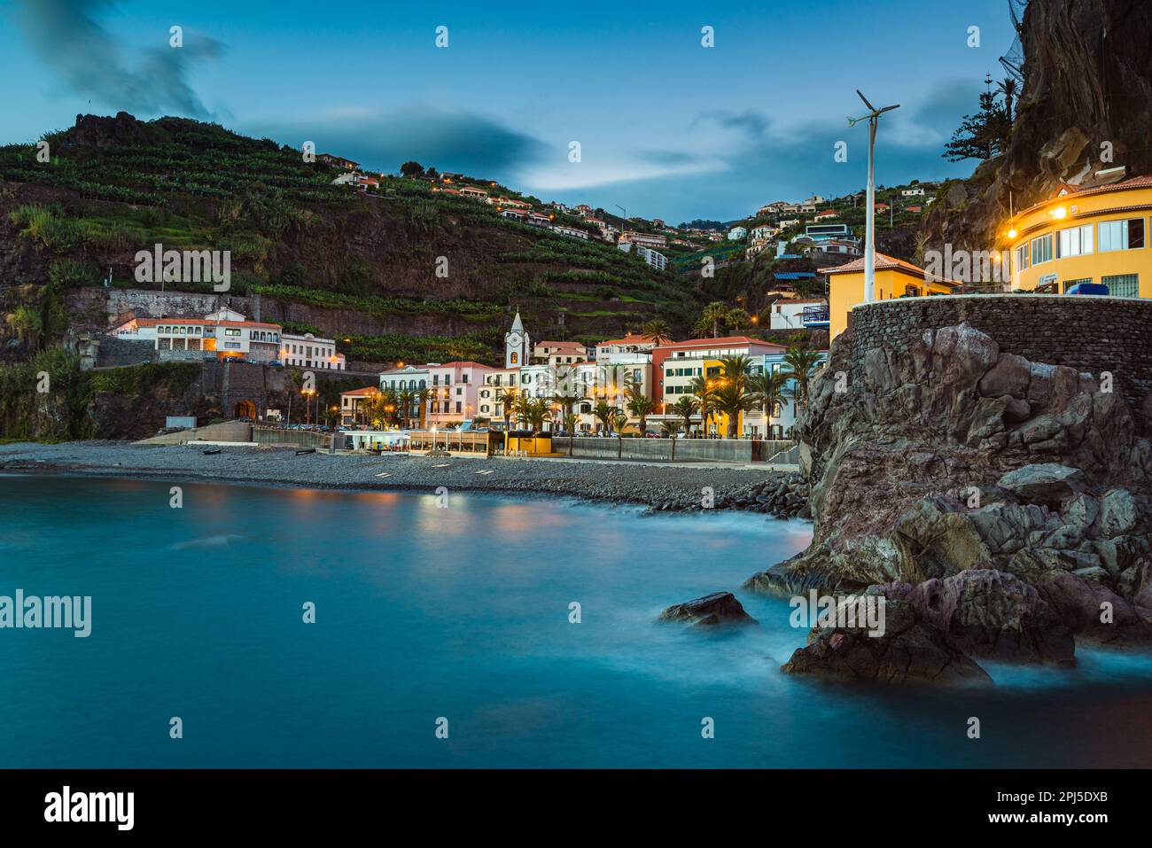 The beautiful bay of Ponta do Sol, with its unique architecture and ...