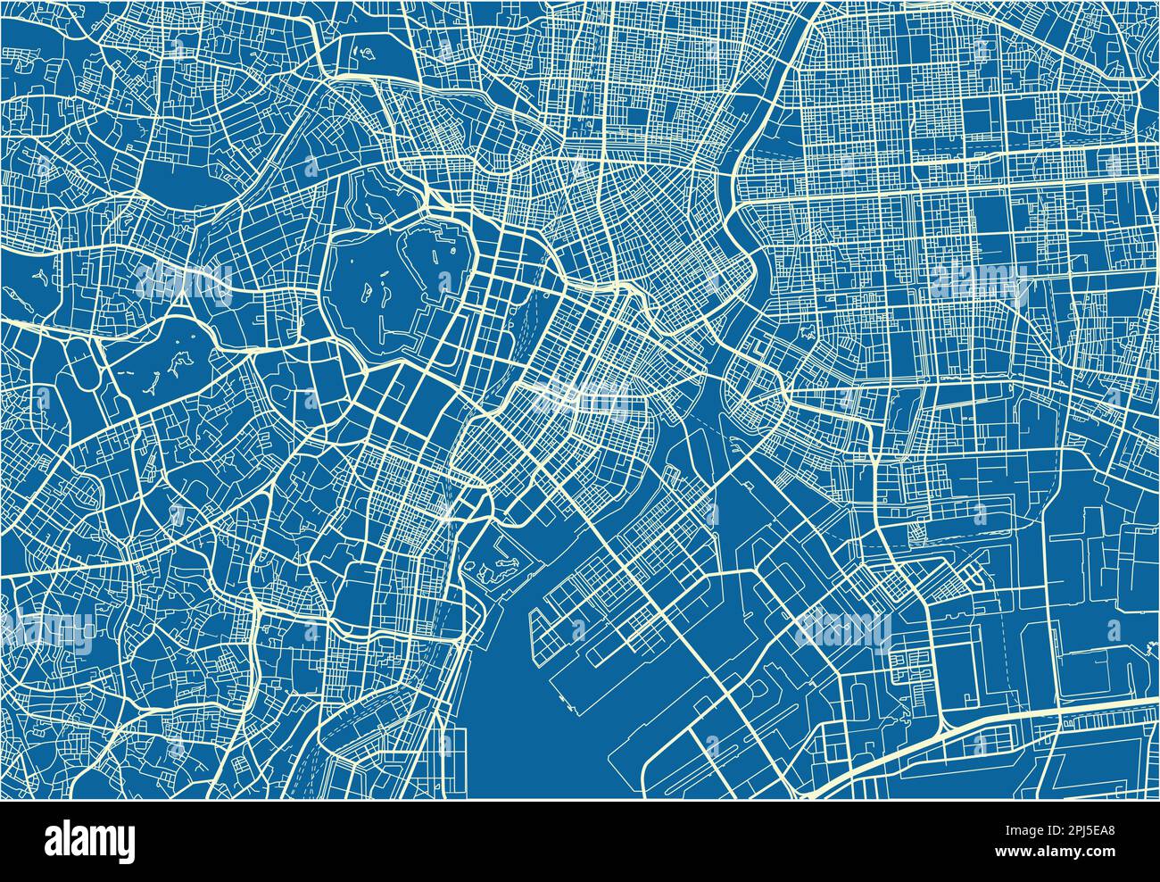 Blue and White vector city map of Tokyo with well organized separated layers Stock Vector Image ...