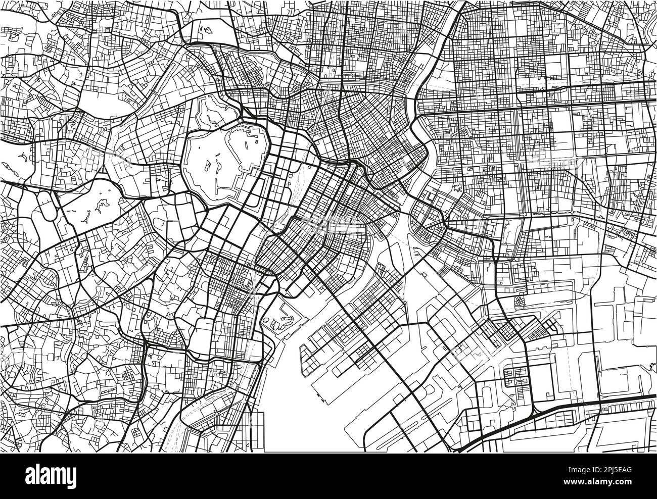 Black and white vector city map of Tokyo with well organized separated layers Stock Vector Image ...