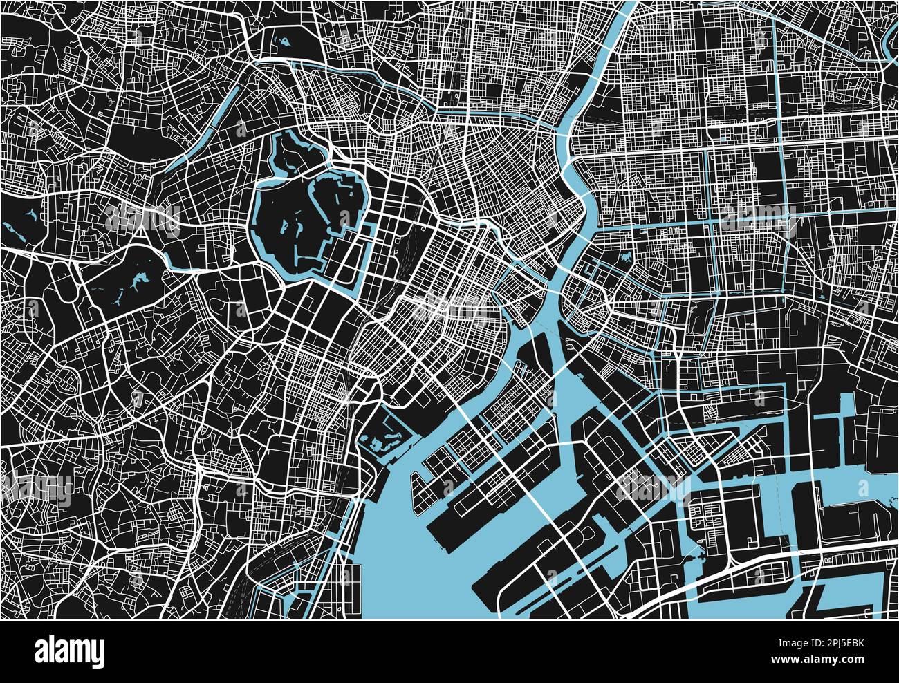 Black and white vector city map of Tokyo with well organized separated layers Stock Vector Image ...