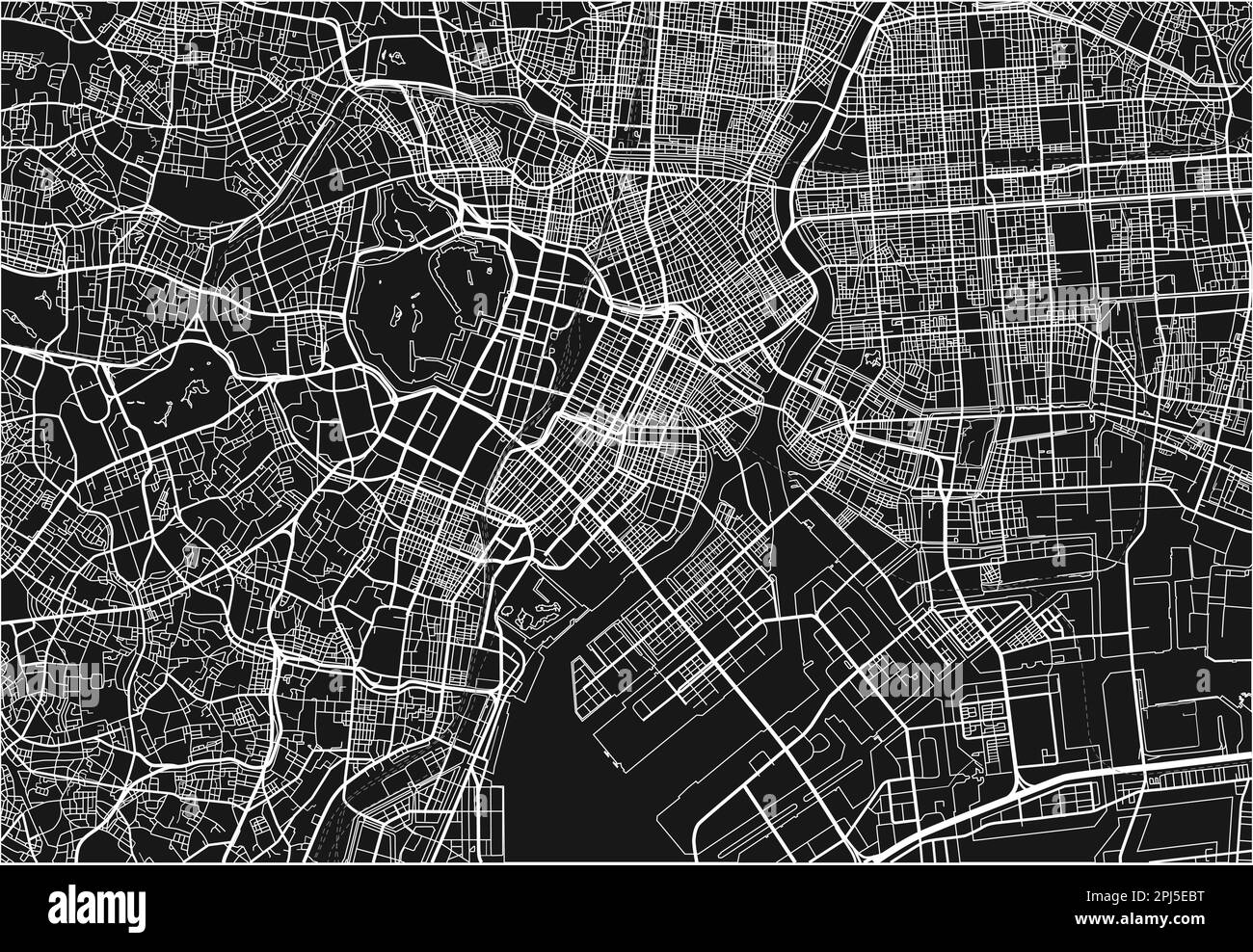 Black and white vector city map of Tokyo with well organized separated layers Stock Vector Image ...