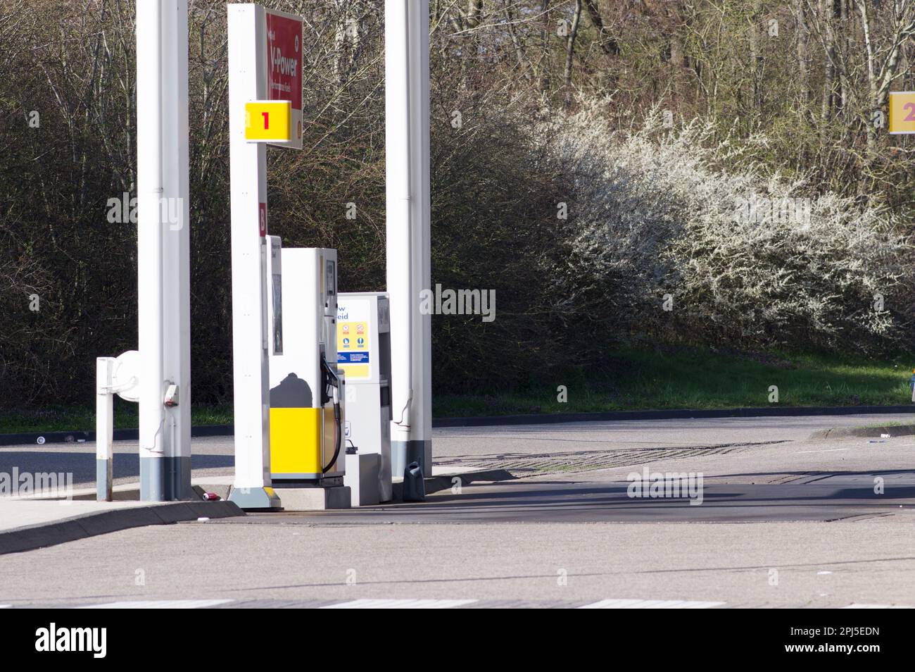 Arnhem, Netherlands - March 19, 2023: Petrol pump of a Shell petrol ...