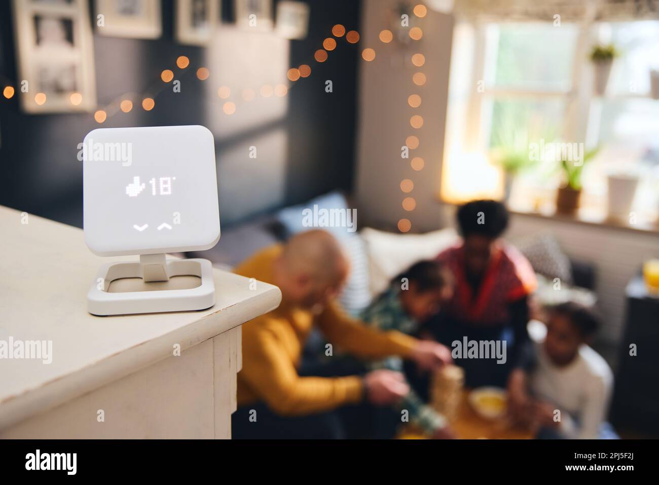 Smart meter showing temperature of 18 degrees inside home Stock Photo ...