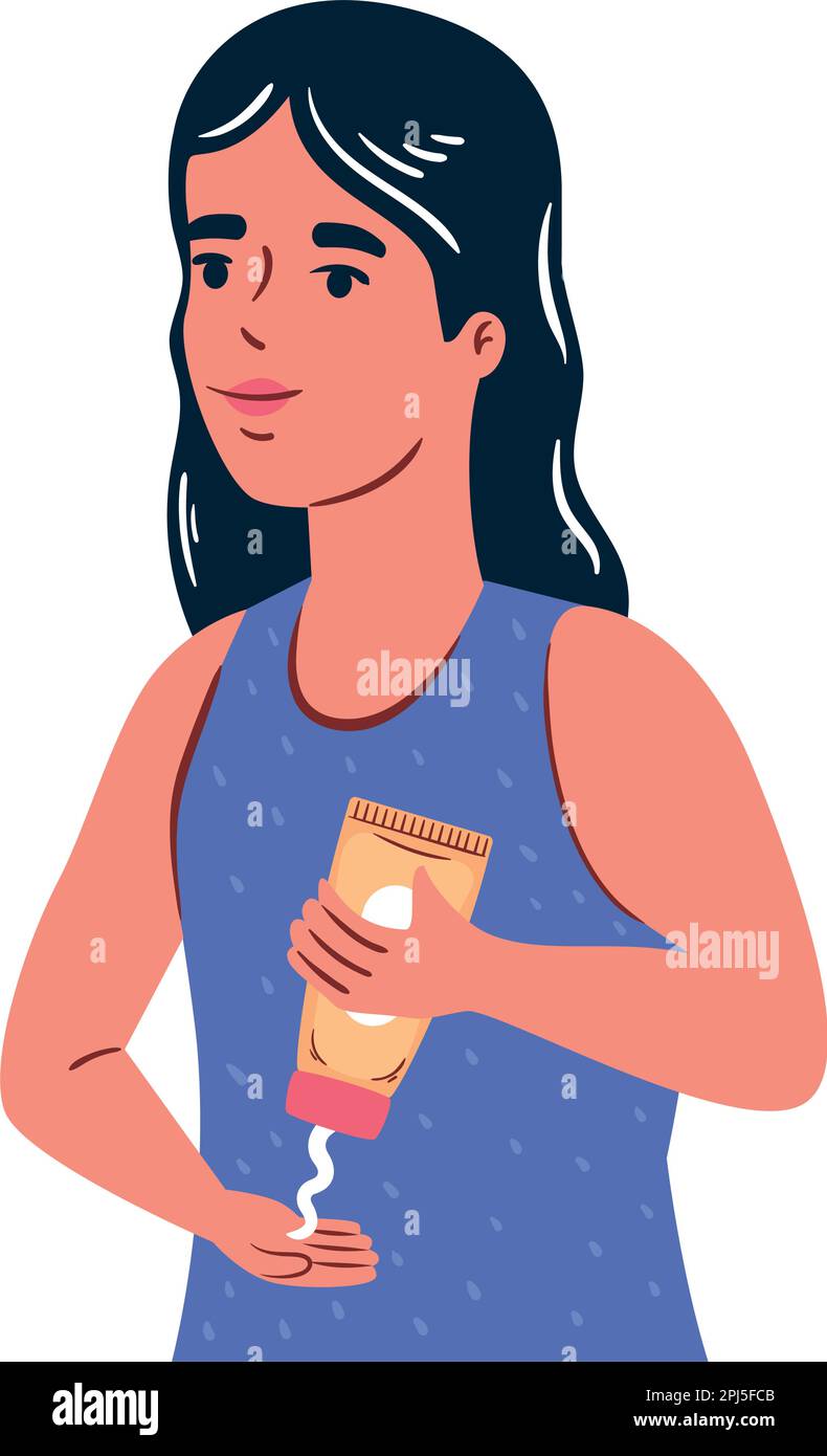 Adult woman face cream apply Stock Vector Images - Alamy