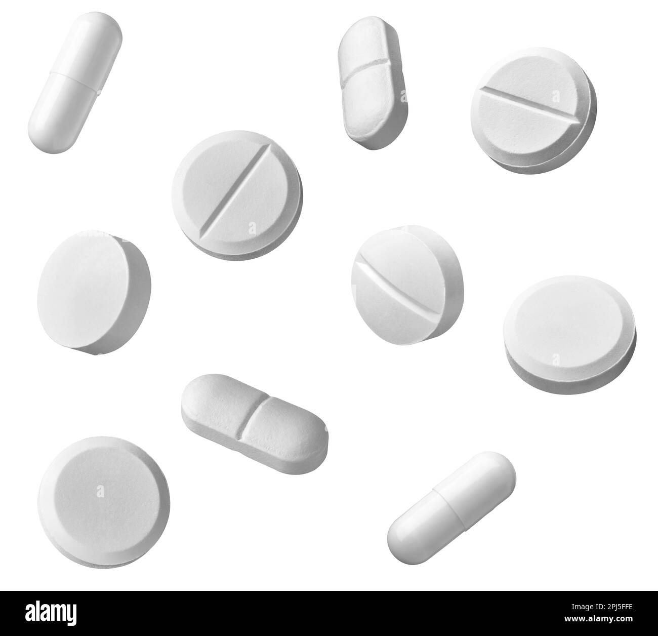 collection of various white pilsl on white background Stock Photo - Alamy