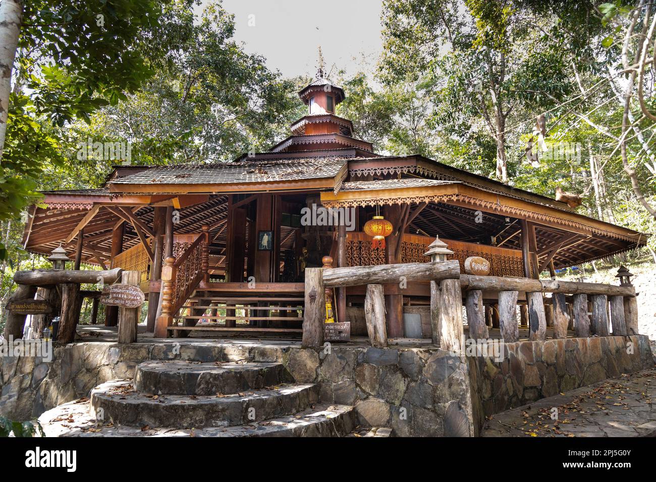 The structure at the end of Buddha bamboo bridge walkway or Boon Ko Ku ...