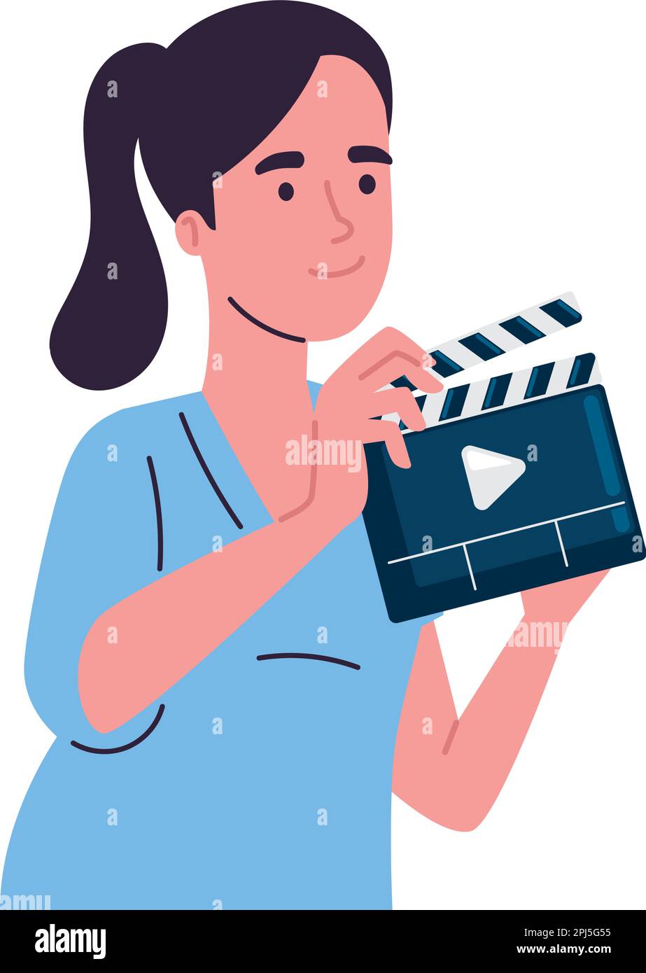 Woman filming movie with clapperboard Stock Vector Image & Art - Alamy