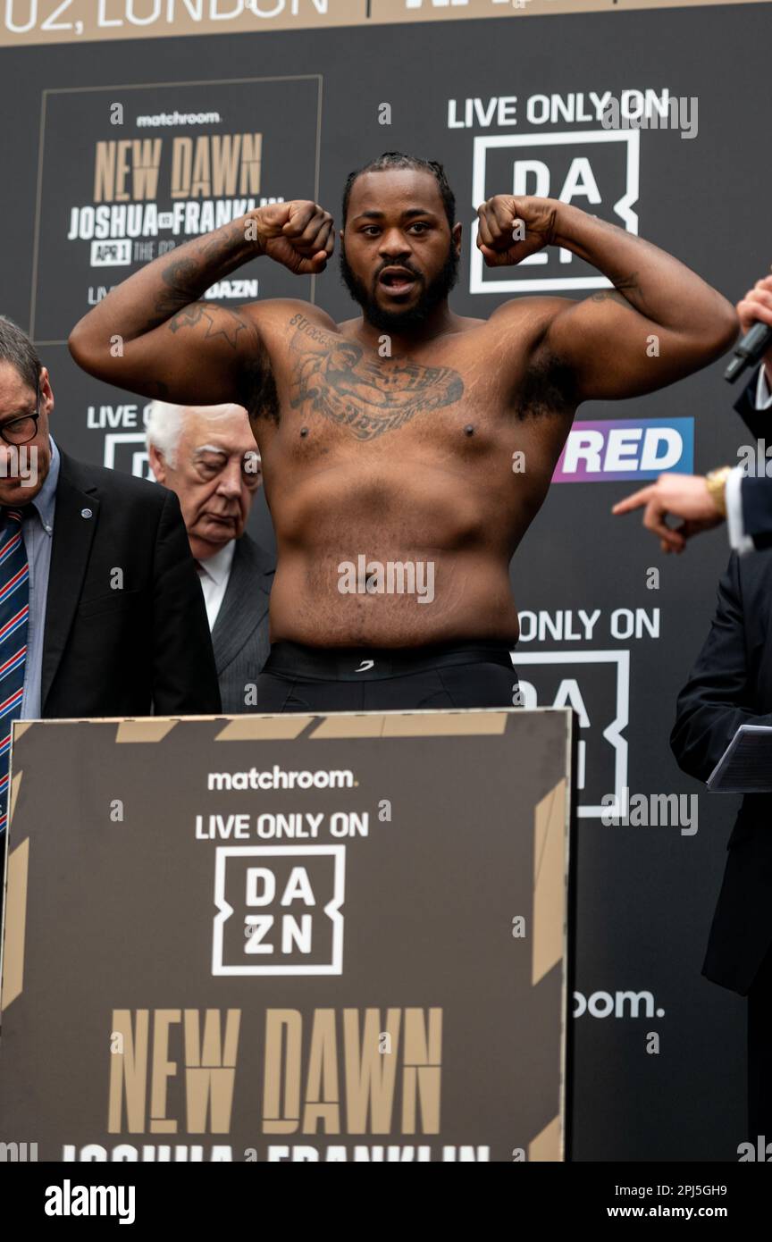 Heavyweight boxer Jermaine Franklin weighs in for his bout against ...