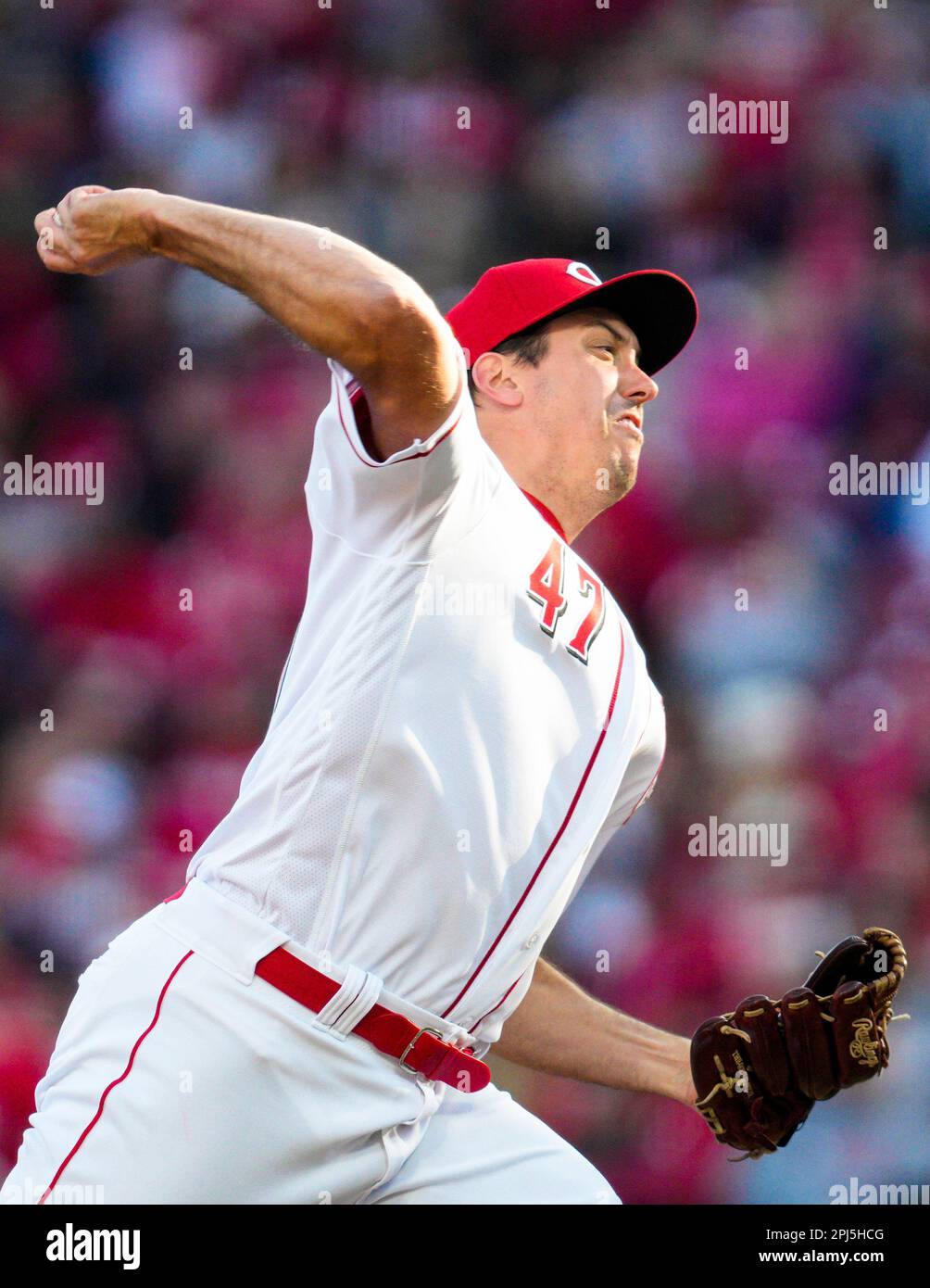 Cincinnati Reds relief pitcher Derek Law (47) throws against the ...
