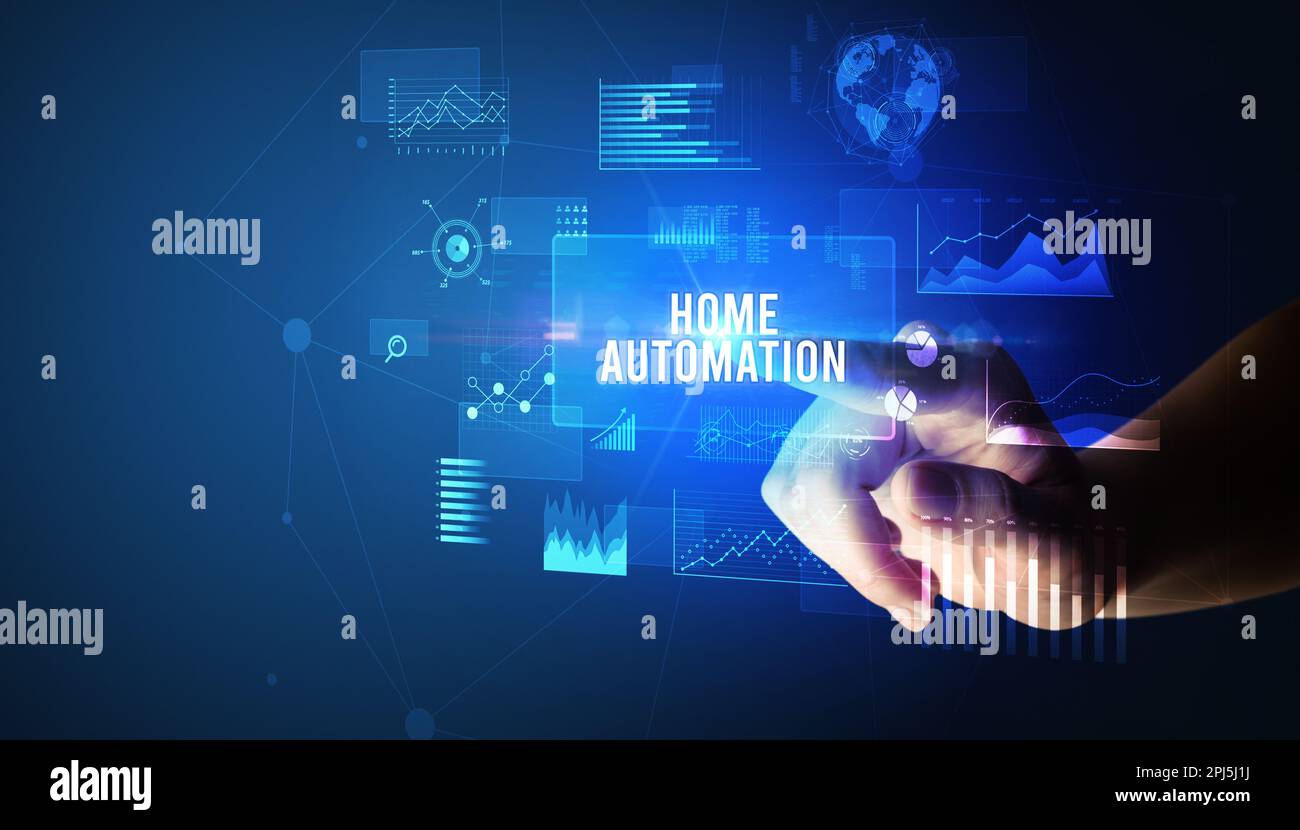 hand touching digital button, modern technology concept Stock Photo - Alamy