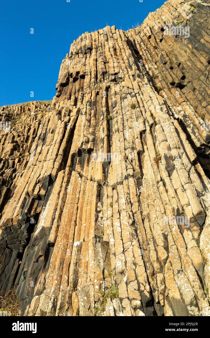 Basalt Columns along the Fife Chain Walk at Elie, Scotland Stock Photo ...