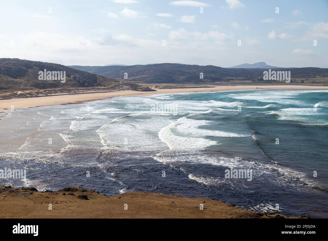 Waves at Torrisdale Bay near Bettyhill along the North Coast 500 route ...