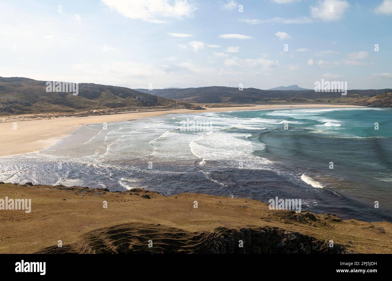 Waves at Torrisdale Bay near Bettyhill along the North Coast 500 route ...