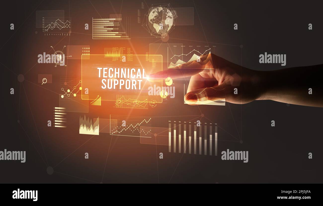 hand touching digital button, modern technology concept Stock Photo - Alamy