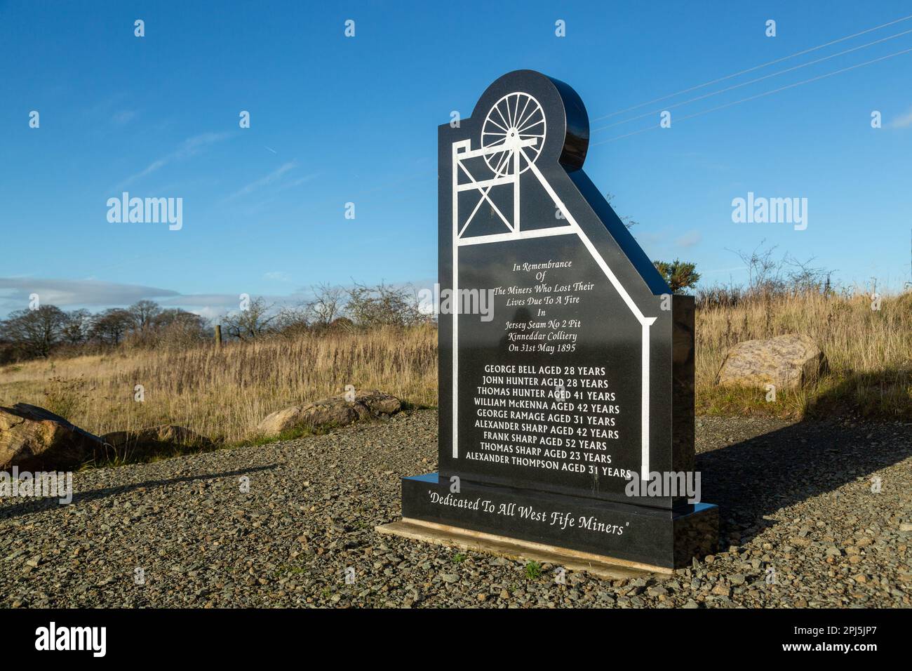 A memorial to miners killed in an explosion in 1895 at Kinneddar Pit ...