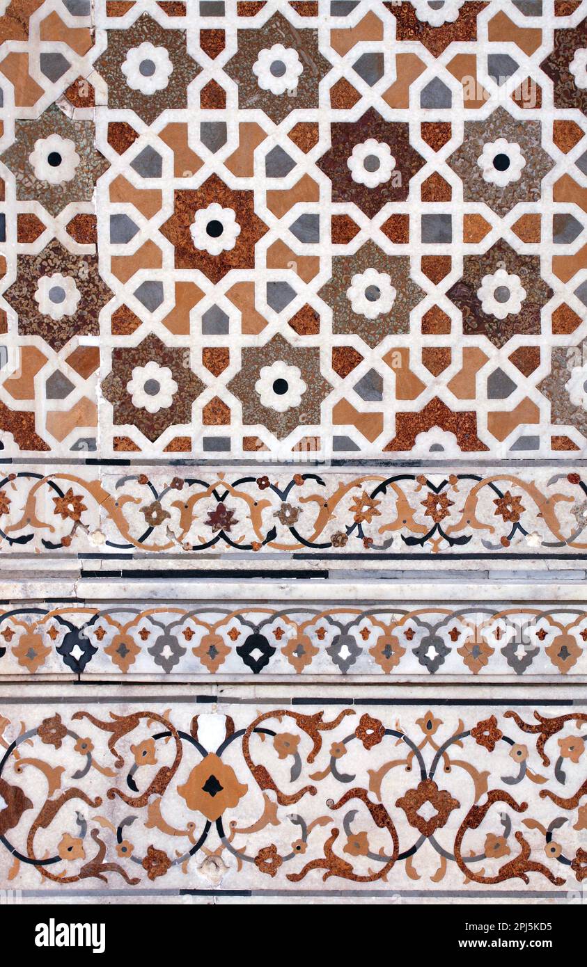 Mosaic of amber, cornelian, jasper, lapis lazuli, onyx, topaz and ...